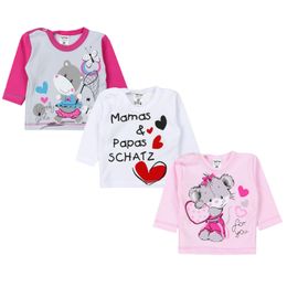 Langarmshirt TUPTAM "Shirt Unisex Baby Langarmshirt mit Spruch Aufdruck 3er Set", M&auml;dchen, Gr. 80, rosa (m&auml;dchen), Obermaterial: 100% Baumwolle CO., Shirts Langarmshirt
