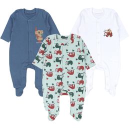 Strampler TUPTAM "Schlafstrampler Baby Jungen Schlafstrampler mit Fu&szlig; 3er Pack", Jungen, Gr. 80, N-Gr, grau (grau wei&szlig; faultier koala), Obermaterial: 100% Baumwolle CO., Overalls
