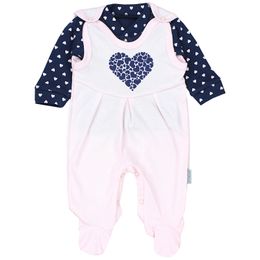 Strampler TUPTAM "Set Baby Unisex Strampler-Set mit Aufdruck Spruch 2-tlg", Jungen, Gr. 50, N-Gr, rosa (herzen rosa dunkelgrau), Obermaterial: 100% Baumwolle CO., Overalls