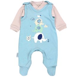 Strampler TUPTAM "Set Baby Unisex Strampler-Set mit Aufdruck Spruch 2-tlg", Jungen, Gr. 68, N-Gr, gr&uuml;n (drei elefanten beige mintgr&uuml;n), Obermaterial: 100% Baumwolle CO., Overalls