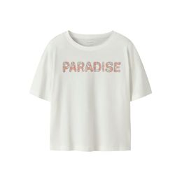 Kurzarmshirt name it "NKFVONAYA SS RLX TOP NOOS", Jungen, Gr. 116, cloud dancer print:paradise, Jersey, Obermaterial: 100% Baumwolle, bedruckt, normal, Rundhals, Shirts, Baumwolle, Druck