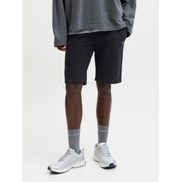 Jack & Jones Sweatshorts JACK & JONES "JPSTGORDON COLLEGE SWEAT SHORTS MID", Herren, Gr. L, N-Gr, schwarz, angeraute Sweatware, Obermaterial: 80% Baumwolle, 20% Polyester, unifarben, regular fit, Hosen Sweatshorts