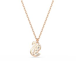 Kette mit Anh&auml;nger Swarovski "Schmuck Geschenk Swan Halskette", ros&eacute;goldfarben, kristallwei&szlig;, Halsketten, Damen, Metall, mit Swarovski Kristall, Zirkonia (synth.)