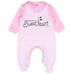 Strampler TUPTAM "Set Baby Unisex Strampler-Set mit Aufdruck Spruch 2-tlg", Jungen, Gr. 62, N-Gr, wei&szlig; (mummy's sweetheart streifen rosa), Obermaterial: 100% Baumwolle CO., Overalls