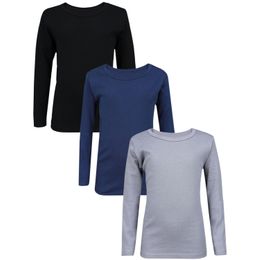 Unterhemd TUPTAM "Unterhemd Kinder Unisex Unterhemd Langarm 3er Pack", M&auml;dchen, Gr. 128, N-Gr, grau (schwarz grau blau), Obermaterial: 100% Baumwolle CO., Unterhemden Unterhemd