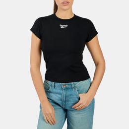T-Shirt Reebok "ID CAP SLEEVE T-SHIRT", Damen, Gr. L, schwarz, Obermaterial: 95% Baumwolle, 5% Elasthan, Shirts T-Shirt, bequemer Schnitt, f&uuml;r sportliche Aktivit&auml;ten und Freizeit