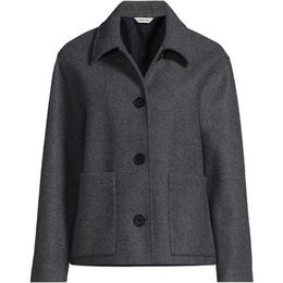 LANDS' END Hemdjacke Wool Touch, Damen,  Grau, Polyester, by Lands' End