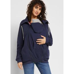 bonprix 3-in-1 Umstands-Sweatjacke und Tragejacke, blau, Gr.32/34 (XS), Sweatjacke f&uuml;r die Schwangerschaft und danach mit Trageeinsatz, 100% Baumwolle
