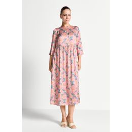 Midikleid RICHROYAL, Damen, Gr. 40, N-Gr, soft papaya, Web, Obermaterial: 100% Viskose, gebl&uuml;mt, regular fit Midi, Rundhals, eingesetzt gerader Abschluss, Kleider Midikleid, im Liberty-Blumenmuster