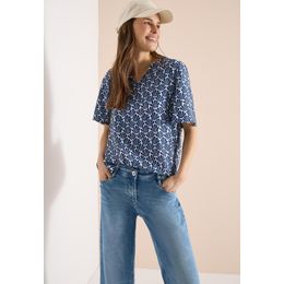 Shirtbluse Cecil, Damen, Gr. M (40), universal blau, Web, Obermaterial: 100% Viskose, bedruckt, regular fit normal, Rundhals, Blusen Shirtbluse, mit All-Over Print