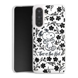 DeinDesign Galaxy A57 5G Handy Silikon H&uuml;lle Case transparent Handyh&uuml;lle Peanuts Flowers Snoopy Silikon Case
