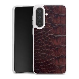 DeinDesign Galaxy A57 5G Handy Silikon H&uuml;lle Case transparent Handyh&uuml;lle Leather Crocodile Animal Print Silikon Case