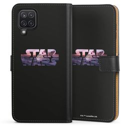 DeinDesign Galaxy A12 Handy Klapph&uuml;lle Handyh&uuml;lle aus Kunst Leder schwarz Flip Case The Child Star Wars The Mandalorian Sideflip mit langer Lasche
