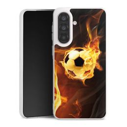 DeinDesign Galaxy A57 5G Handy Silikon H&uuml;lle Case transparent Handyh&uuml;lle Soccer Ball Fire Silikon Case