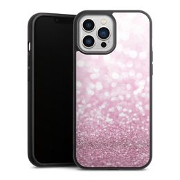 DeinDesign iPhone 13 Pro Max Handy Gallery Case Handyh&uuml;lle 9H Geh&auml;rtetes Glas R&uuml;ckseite H&uuml;lle Glitzer Shine Pink Gallery Case