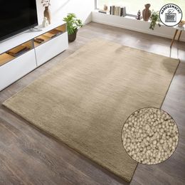 Wollteppich OTTO HOME "Gabbo Natur, Handgefertigt, Teppich, reine Wolle, meliert" Gr. 1, beige (sand), B:40cm H:14mm L:60cm, Wolle, Teppiche, reine Wolle, Uni, Wohnzimmer, Schlafzimmer, Esszimmer