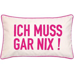 Dekokissen Pad "LETTERS", sand, pink, schriftzug, B:30cm L:50cm, Polyester, Dekokissen_Sitzkissen_Kissenh&uuml;llen, farbige Keder, mit Schriftzug, verschiedene Gr&ouml;&szlig;en