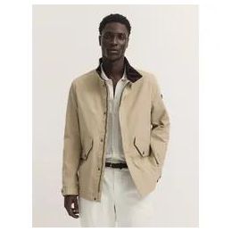 Kurzjacke Bugatti "Natural Oxford", Herren, Gr. 48, 40, beige, 100% Polyester, unifarben, regular fit, Jacken Kurzjacke, wasserabweisend mit Cord-Details