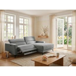 Ecksofa OTTO HOME "LEWII, L-Form, 213 cm - elektr. Relaxfunktion", anthrazit, B:213cm H:70cm T:163cm, Webstoff 100% Polyester, Sofas, Ecksofa, mit USB A/C-Anschluss. Federkern, verstellbaren Kopfst&uuml;tzen, Webstoff