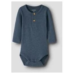 Langarmbody name it "NBMKAB LS BODY NOOS", Jungen, Gr. 86, N-Gr, vintage indigo, Feinripp, Obermaterial: 57% Baumwolle, 38% Modal, 5% Elasthan, unifarben, regular fit, Rundhals, Bodys