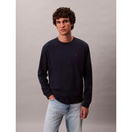 Langarmshirt Calvin Klein Jeans "LS EASY MONOGRAM TEE", Herren, Gr. L, schwarz sapphire, Web, Obermaterial: 100% Baumwolle, unifarben, regular fit normal, Rundhals, eingesetzt angesetztes B&uuml;ndchen, Shirts Langarmshirt, Mit Rundhalsausschnitt, regular fit
