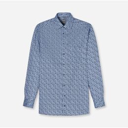 Langarmhemd OLYMP "Luxor", Herren, Gr. 40, Verl&auml;ngerter Arm, marine, Web, Obermaterial: 100% Baumwolle, gemustert, comfort fit normal, 2-Knopf-Manschette verstellbar, Hemden, New Kentkragen, comfort fit