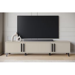 Lowboard Home Affaire "Helsinki, TV-Kommode Breite 180cm", braun (congo), B:180cm H:40cm T:33cm, Holzwerkstoff, Sideboards, Lowboard, modernes Design, 3 Klappt&uuml;ren