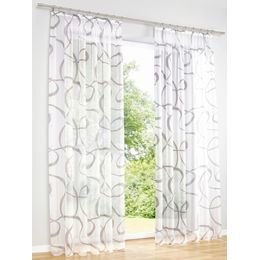 Gardine HEINE HOME Gr. 1, grau (wei&szlig;, taupe), B:140cm H:145cm, Polyester, Gardinen, Gardine