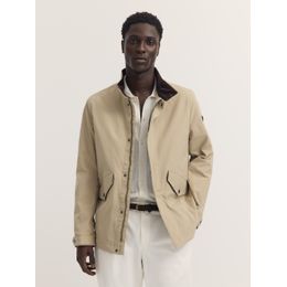 Kurzjacke Bugatti "Natural Oxford", Herren, Gr. 48, 40, beige, 100% Polyester, unifarben, regular fit, Jacken Kurzjacke, wasserabweisend mit Cord-Details