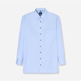 Langarmhemd OLYMP "Big & Tall", Herren, Gr. 49, N-Gr, bleu, Web, Obermaterial: 100% Baumwolle, gemustert, normal, 2-Knopf-Manschette verstellbar, Hemden, New Kentkragen, comfort fit