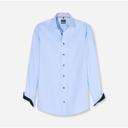 Businesshemd OLYMP "Luxor", Herren, Gr. 45, Verl&auml;ngerter Arm, bleu, Web, Obermaterial: 100% Baumwolle, unifarben, normal, 2-Knopf-Manschette verstellbar, Hemden, New Kentkragen, modern fit