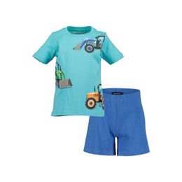 Shorty Blue Seven, Jungen, Gr. 92 (98), lagune, Jersey, Obermaterial: 100% Baumwolle, bedruckt, unifarben, Basic normal, Rundhals, Homewear-Sets Shorty