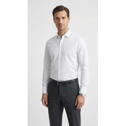 Langarmhemd Replay, Herren, Gr. L, N-Gr, wei&szlig;, Web, Obermaterial: 97% Baumwolle, 3% Elasthan, unifarben, slim fit normal, 1-Knopf-Manschette, Hemden, mit Kentkragen, Slim Fit