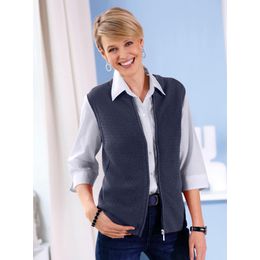 Strickweste Classic Basics, Damen, Gr. 48, blau (nachtblau), 50% Baumwolle, 50% Polyacryl, unifarben, Westen Strickweste