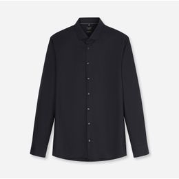 Businesshemd OLYMP "No. Six super slim", Herren, Gr. 38, N-Gr, schwarz, Jersey, Obermaterial: 64% Baumwolle, 27% Polyester, 9% Elasthan, unifarben, Hemden, Jersey-Hemd