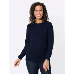 Strickpullover Casual Looks "Pullover", Damen, Gr. 50, blau (marine), 50% Baumwolle, 50% Polyacryl, unifarben, Pullover Strickpullover