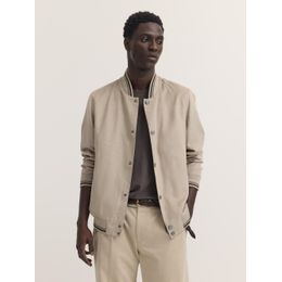 Collegejacke Bugatti "Premium Suede", Herren, Gr. 52, 40, beige, 100% Polyester, unifarben, regular fit, Jacken Collegejacke, Regular Fit wasserabweisend