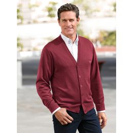 Cardigan Marco Donati, Herren, Gr. 56, rot (bordeaux), 100% Schurwolle, unifarben, Strickjacken