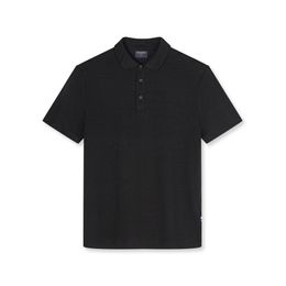 Poloshirt OLYMP, Herren, Gr. L, schwarz, Web, Obermaterial: 95% Leinen, 5% Elasthan, unifarben, regular fit h&uuml;ftbedeckend, Rundhals, abgesteppte Kante, Shirts, aus hochwertigem Leinen, unifarben