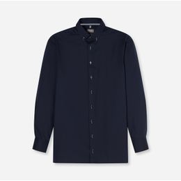 Langarmhemd OLYMP "Luxor", Herren, Gr. 41, N-Gr, marine, Web, Obermaterial: 100% Baumwolle, comfort fit normal, 2-Knopf-Manschette, Hemden, Businesshemd, comfort fit, Button-down-Kragen