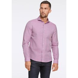 Flanellhemd LINDBERGH "Freizeithemd Modern Fit", Herren, Gr. XL, Normalgr&ouml;&szlig;en, lila (dusty lila mel), Obermaterial: 59% Baumwolle, 41% Leinen, Hemden