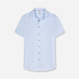Kurzarmhemd OLYMP "Level Five", Herren, Gr. 41, N-Gr, bleu, Web, Obermaterial: 97% Baumwolle, 3% Elastolefin, k&ouml;rpernah normal, Hemden, Businesshemd, body fit, Kentkragen