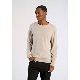 Strickpullover Junk De Luxe "Strickpullover Relaxed Fit", Herren, Gr. S, sanftes wei&szlig; mel, Obermaterial: 80% Wolle, 20% Polyamid, Rundhals, Pullover Strickpullover