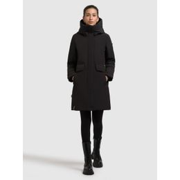 Kurzmantel Khujo "SINA", Damen, Gr. M, schwarz, 100% Polyester, unifarben, regular fit knielang, eingesetzt elastischer Bund mit Druckknopf, M&auml;ntel Kurzmantel