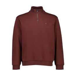 Sweatshirt Bison "Troyer Comfort Fit", Herren, Gr. L, rot (dk bordeaux), Obermaterial: 83% Baumwolle, 14% Polyester, 3% Elasthan, unifarben, bequem, Sweatshirts Sweatshirt