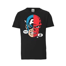 logoshirt T-Shirt 'Captain America And Red Skull Faces' Damen Gr&ouml;&szlig;e S blau / rot / schwarz