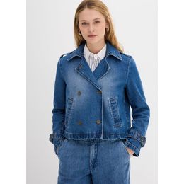 bonprix Denim Trenchjacke, blau, Gr.38, Denim Trenchjacke mit Kn&ouml;pfen, 99% Baumwolle