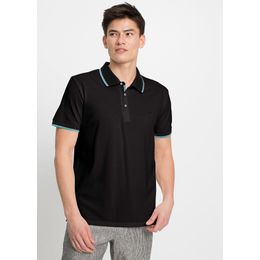 bonprix Poloshirt (3er-Pack), blau, Gr.44/46 (S), Modische Piqu&eacute;-Poloshirts im 3er Pack mit kontrastfarbigem Kragen, aus 100% Baumwolle