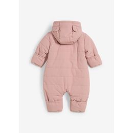 bonprix Wattierter wasserabweisender Overall mit Teddyfleece, rosa, Gr.110, Kuscheliger Baby-Schneeoverall mit Kapuze mit umklappbare F&auml;ustlinge und F&uuml;&szlig;chen
