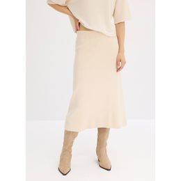 bonprix Ausgestellter Strickrock, beige, Gr.56/58 (3XL), eleganter ausgestellter Strickrock